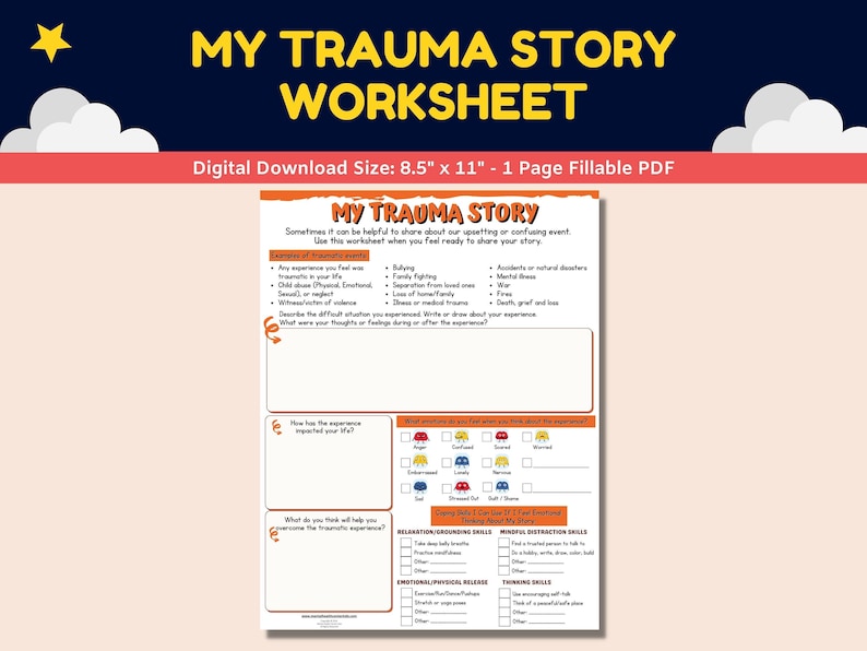 Trauma PTSD Processing Worksheet Kids Teens-my Trauma Story - Etsy Canada