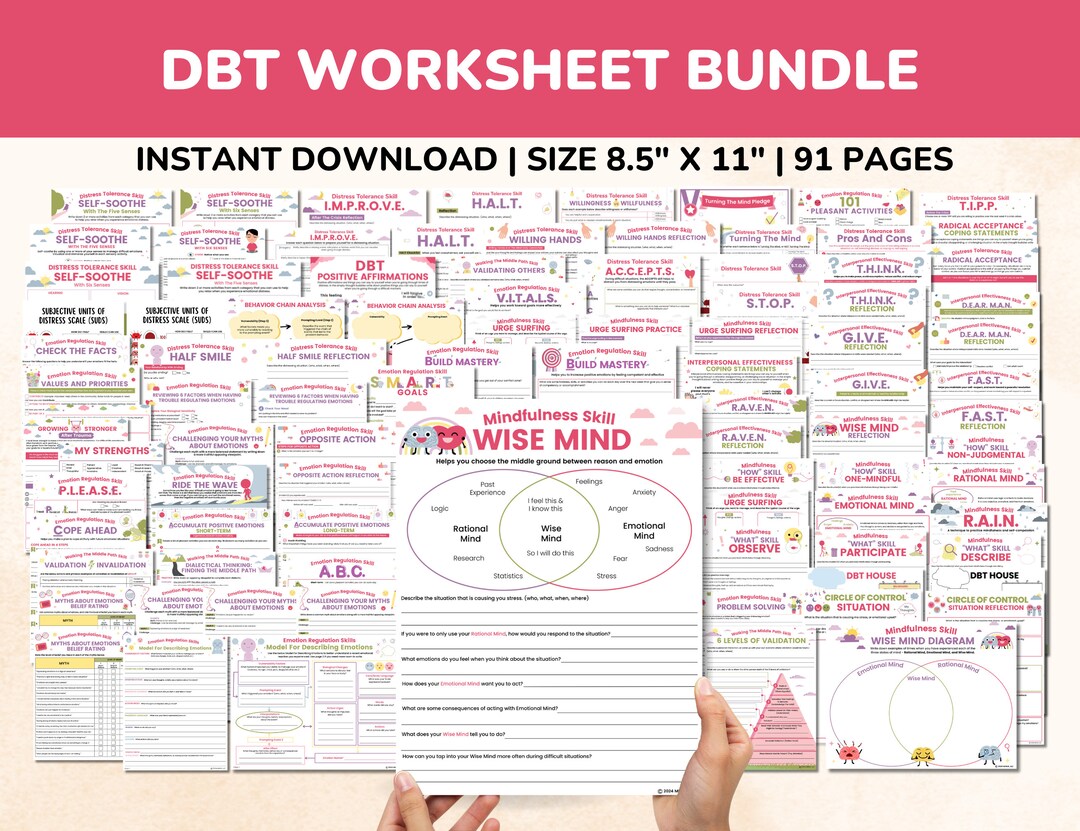 DBT Worksheets Bundle Kids-teens-adults-91 Pgs DBT Coping Skills ...
