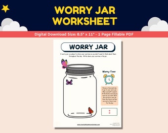 Worry Jar Worksheet for Kids Children Therapy Counseling Treatment for ...