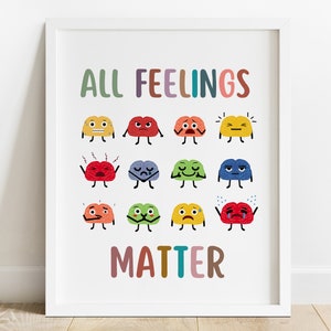 All Feelings Matter Feelings Chart-mental Health Emoji Poster for Kids ...