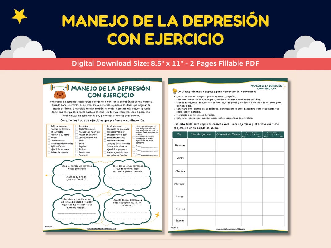 Spanish Depression Worksheet for Kids-teens - Manejo De La Depresión ...