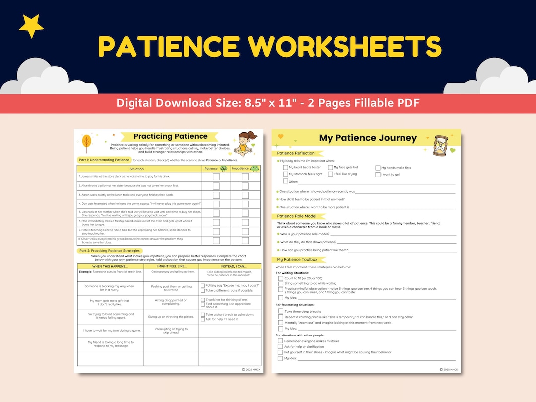 Patience Worksheets Being Patient Character Education Kids-teens-social ...