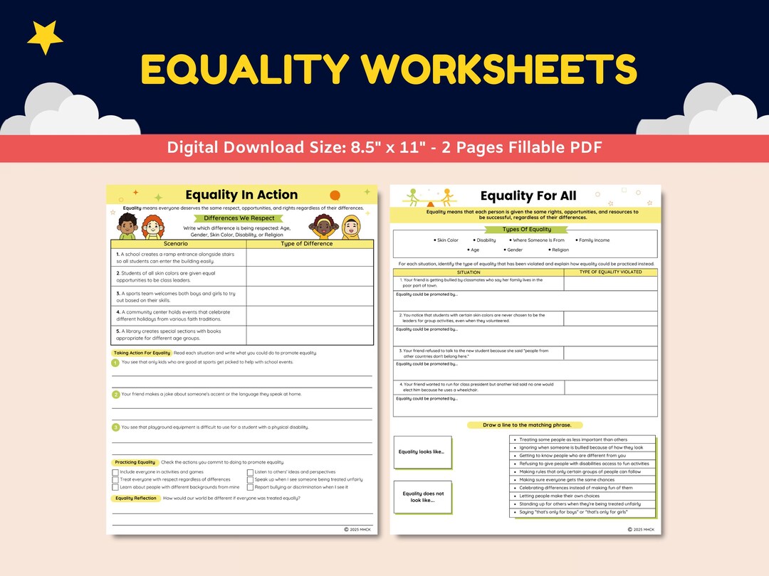 Equality Worksheets Character Education Kids-teens-students-social ...