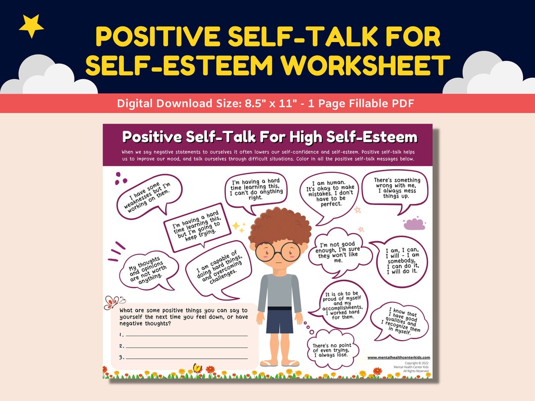 Positive Self-talk for High Self-esteem Printable Coping - Etsy
