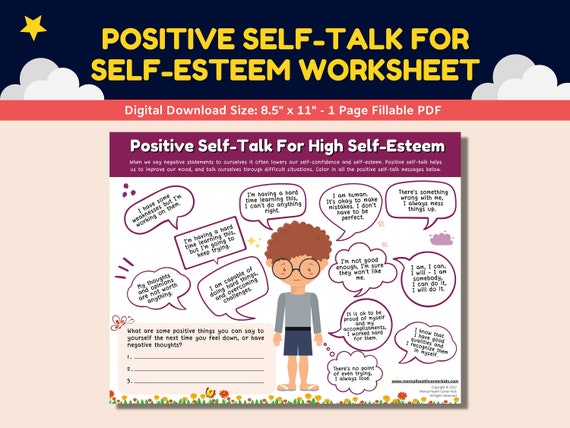 Positive Self-talk for High Self-esteem Printable Coping | Etsy