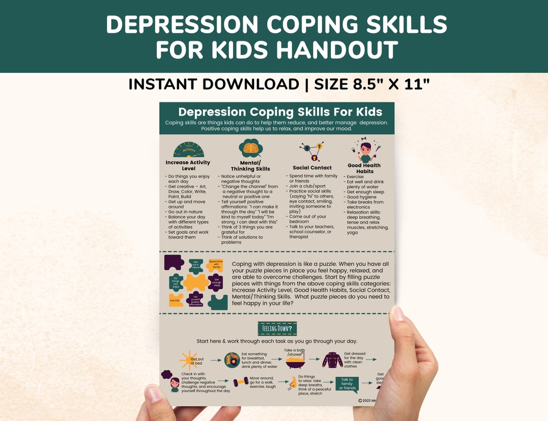 Depression Coping Skills for Kids Printable Poster-depression Awareness ...