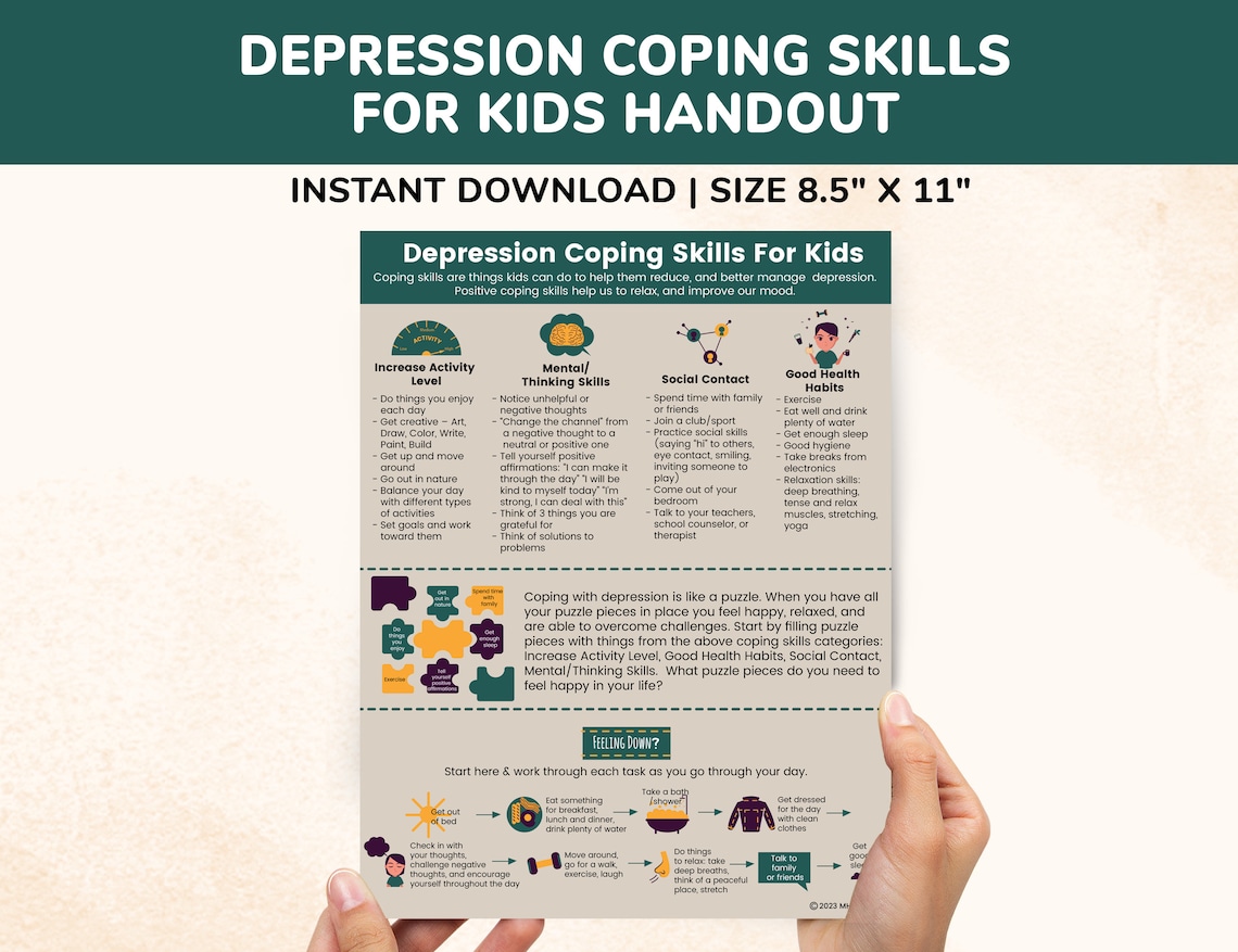 Depression Coping Skills for Kids Printable Poster-depression Awareness ...