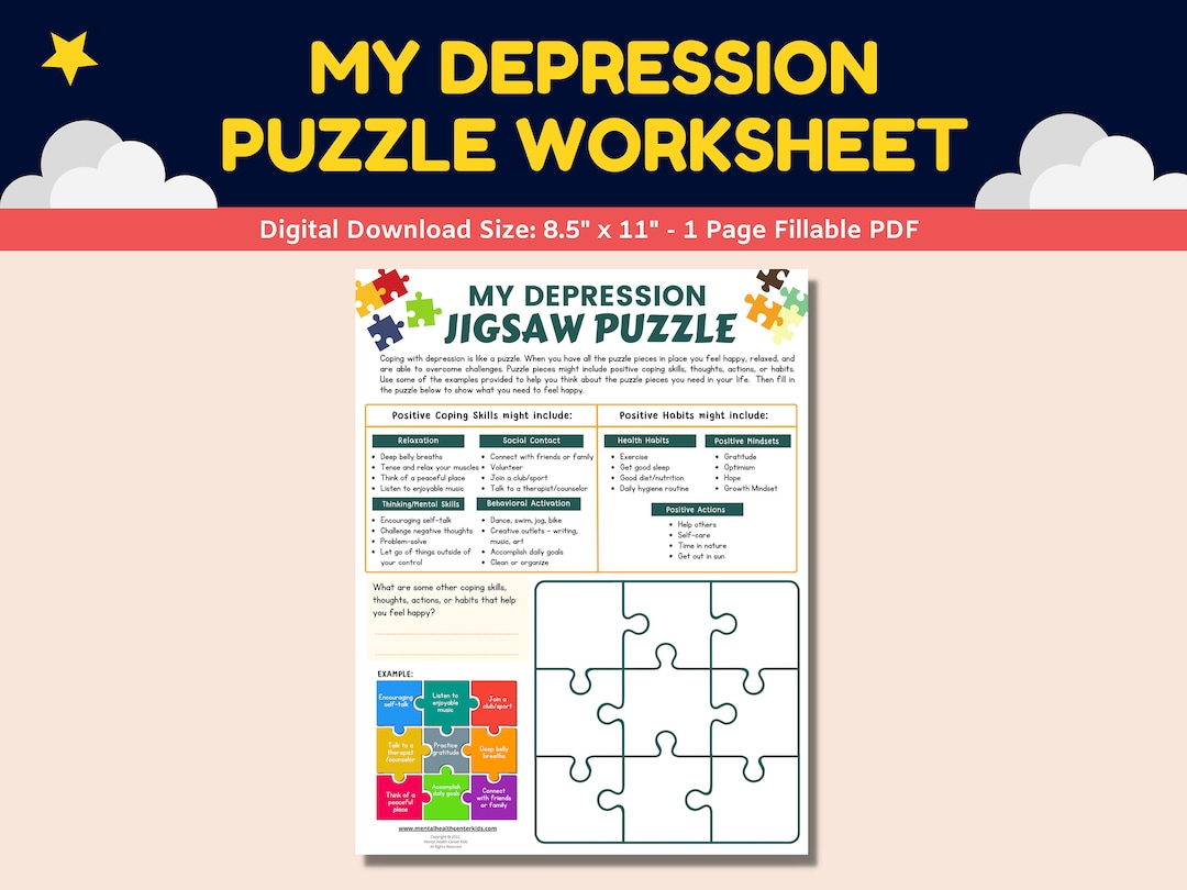Depression Mental Health Worksheet for Kids With Coping Skills Teens ...