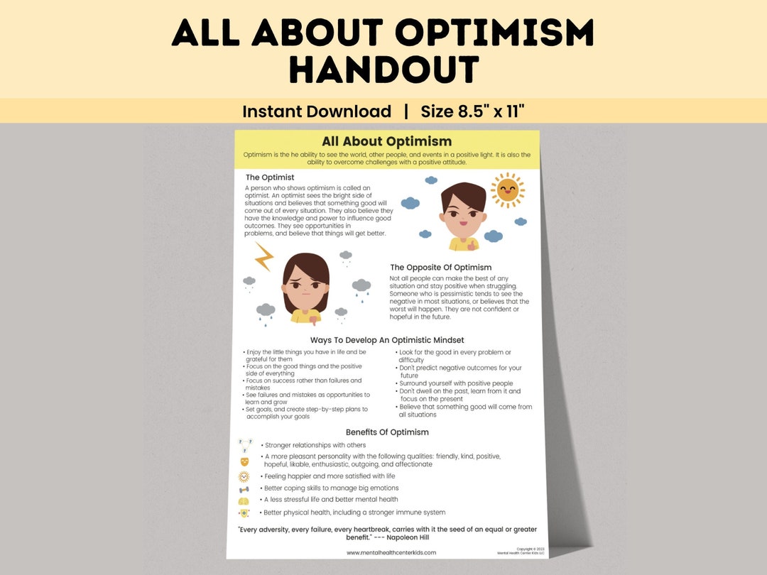 Optimism Printable Poster PDF Character Education Coping - Etsy