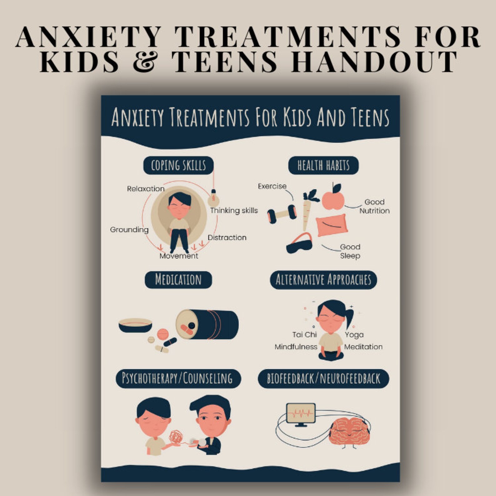 Anxiety Coping Skills Printable Handouts Bundle for Kids & - Etsy Canada
