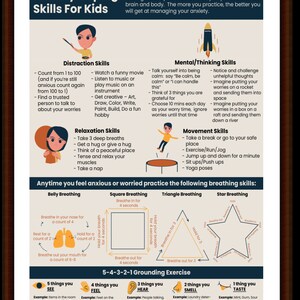 Anxiety Coping Skills for Kids Printable Poster Anxiety - Etsy