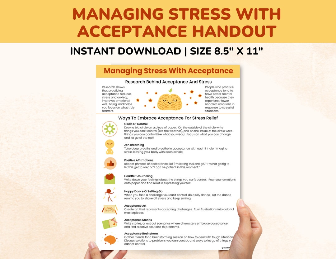 Stress Relief With Acceptance PDF Handout-stress Management Therapy ...