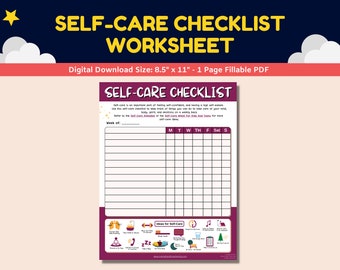 Self-care Checklist Worksheet Self-esteem Mental Health Self-confidence ...