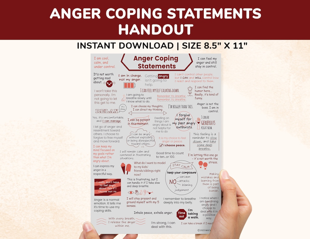 Anger Coping Statements Anger Management Affirmations for Kids Teens ...