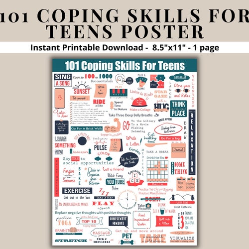 Coping Skills Poster 101 Coping Skills for Teens Printable - Etsy
