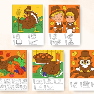 Thanksgiving Color by Coping Skills Coloring Pages Book Printable for ...