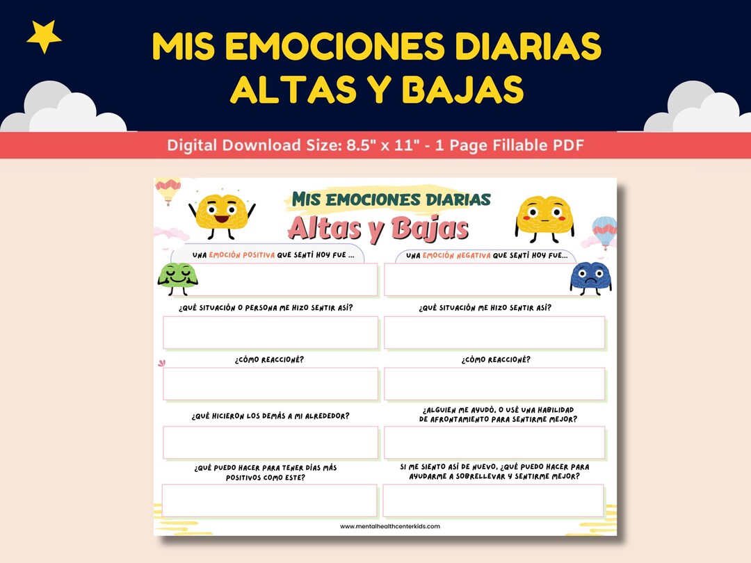 Spanish Feelings/emotions Worksheet for Kids-teens - Mis Emociones ...
