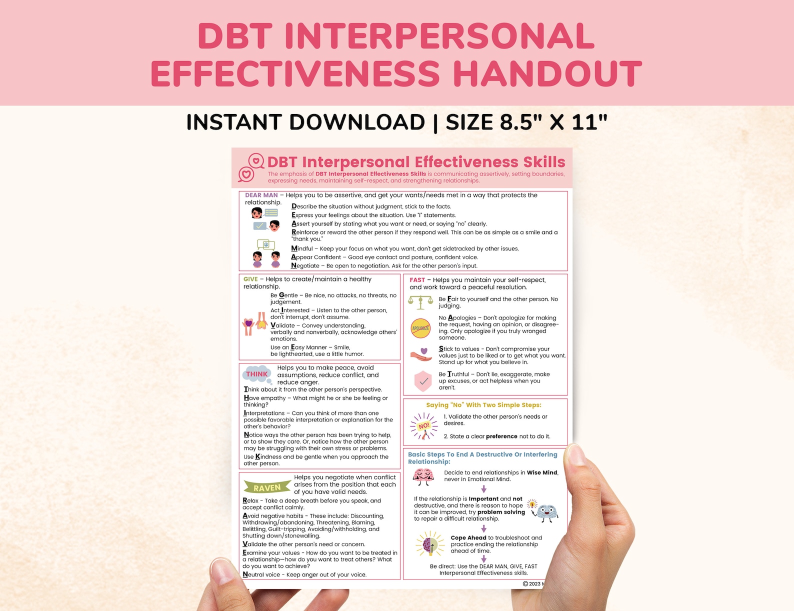 DBT Bundle Coping Skills Printable Poster Handout Cheat Sheet ...