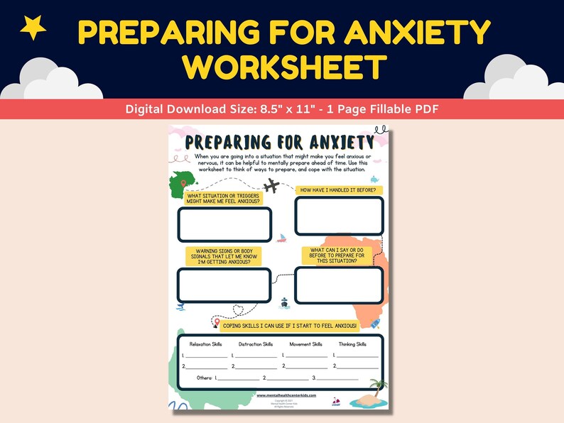 Anxiety Prep Worksheet Fillable for Kids Teens Child - Etsy Australia