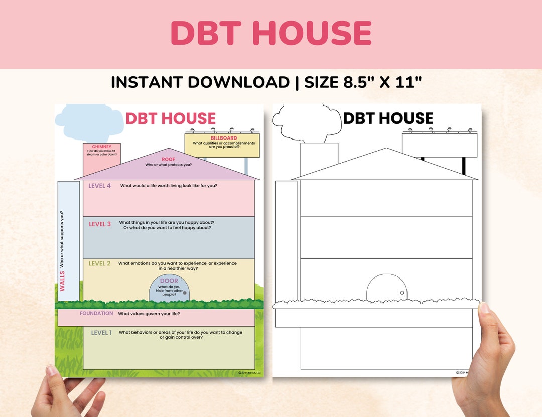 DBT House Worksheet Activity Fillable Pdf-kids, Teens, Adults-dialectical Behavior Therapy ...