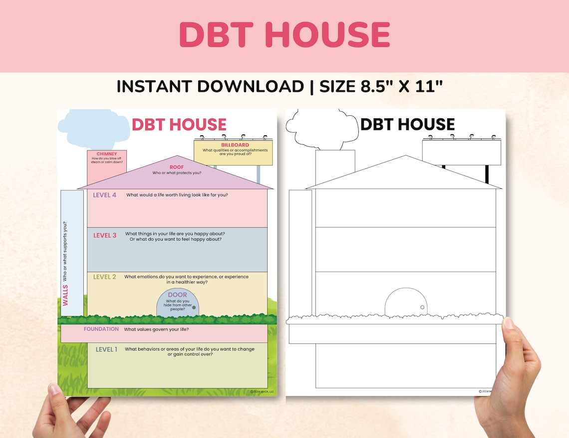 DBT House Worksheet Activity Fillable Pdf-kids, Teens, Adults ...