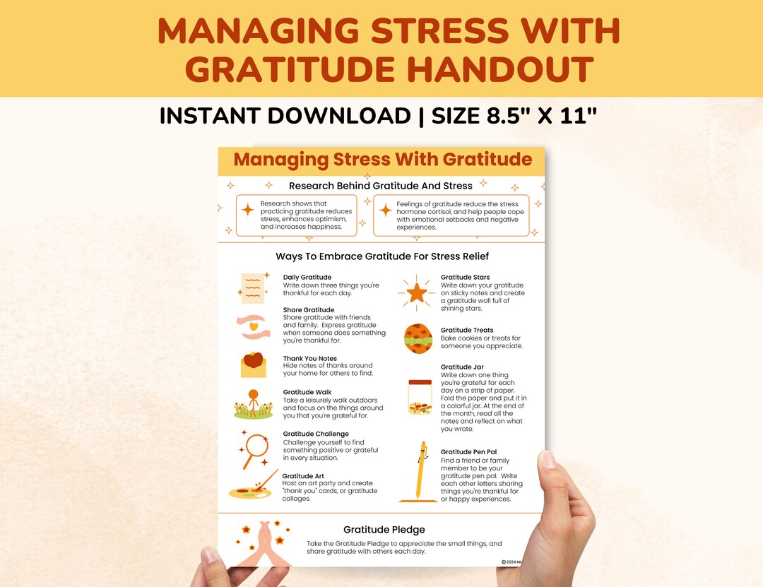 Stress Relief With Gratitude Pdf-kids-teens-adults-grateful-stress Management Therapy Worksheets ...