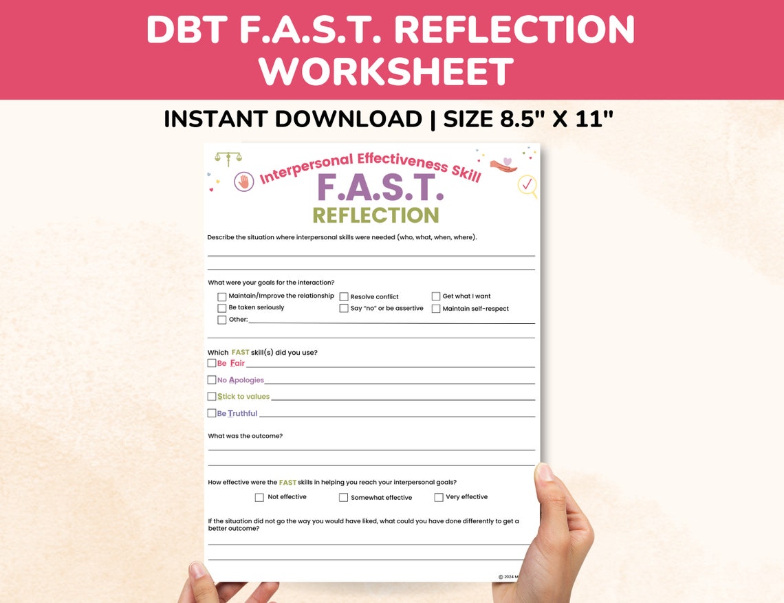 DBT FAST Skill Worksheet 2-page Fillable Pdf-interpersonal ...