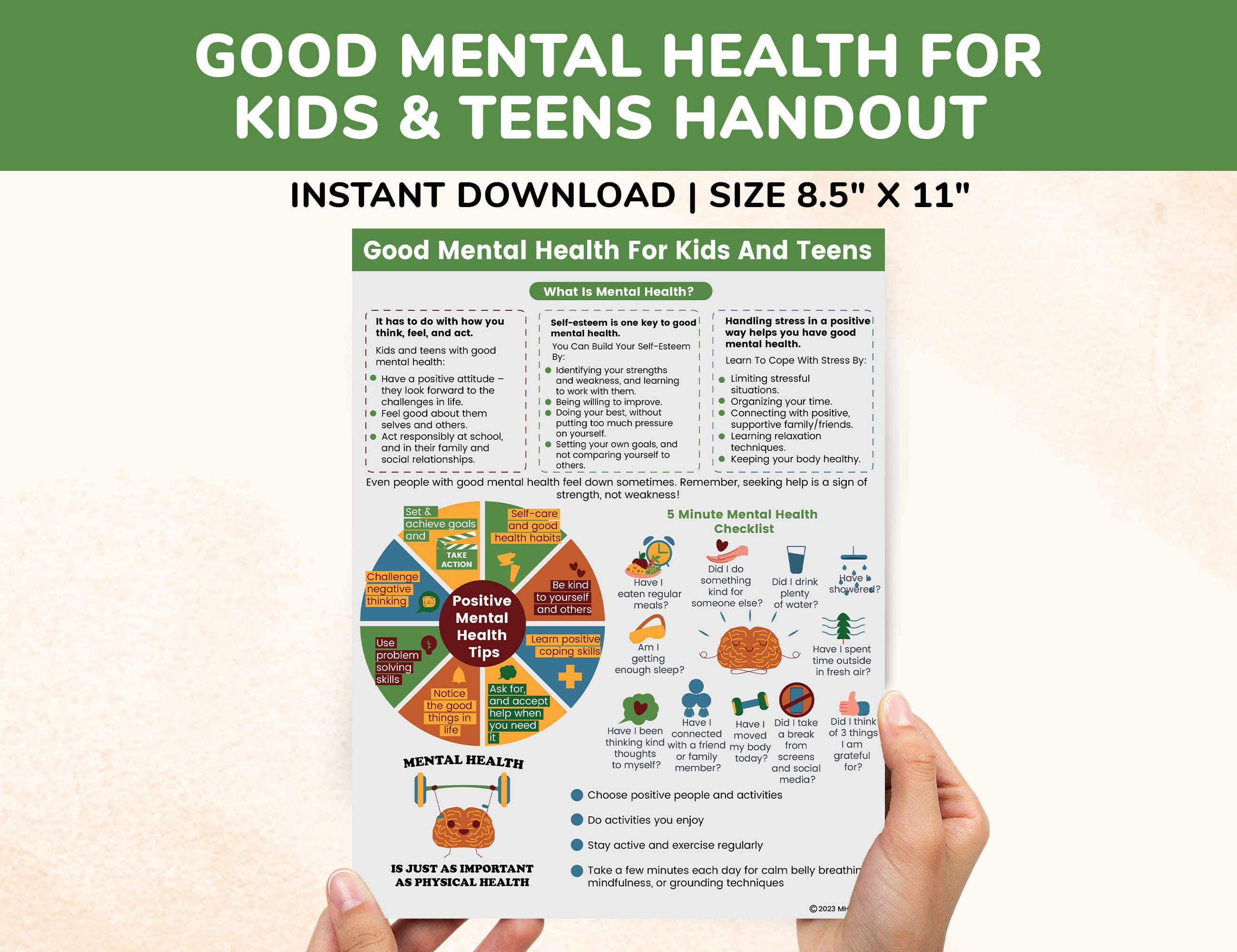 Mental Health Coping Skills Printable Therapy Handouts for Kids & Teens ...