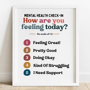 Feelings Check in Poster-mental Health Check In-self Care Poster ...