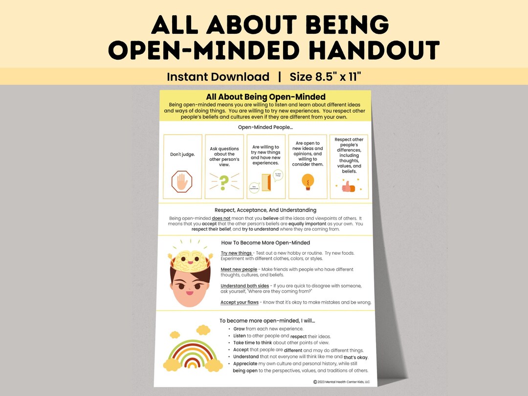 Open-minded Thinking Printable Character Education Kids Teens - Etsy