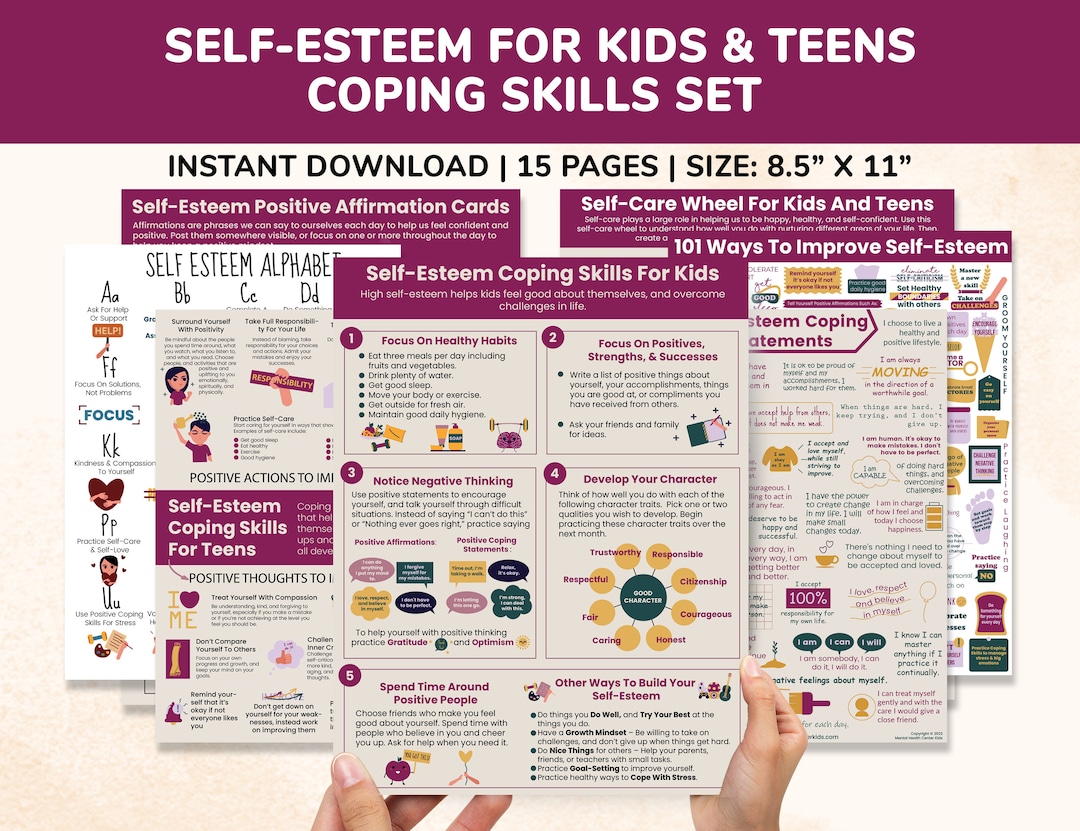 Self-esteem Coping Skills for Kids & Teens Bundle-self Confidence ...