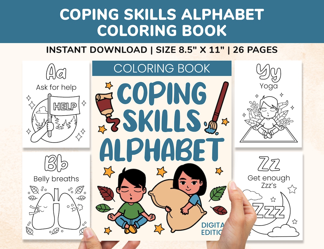 Coping Skills Alphabet Printable Coloring Pages Book Kids Teens Boys ...