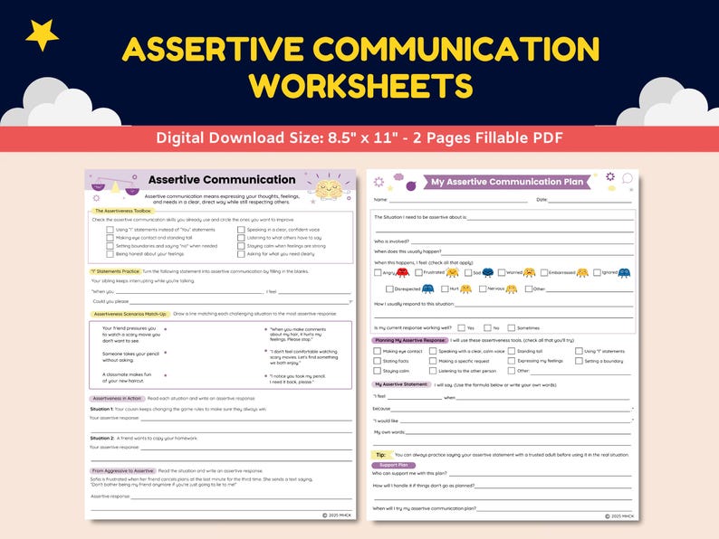 Assertive Communication Social Skills Worksheets for Kids-teens ...