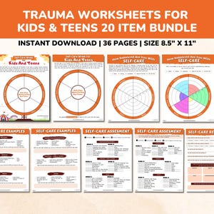 Trauma PTSD Worksheets 20 Item Printable Bundle for Kids & Teens-child ...