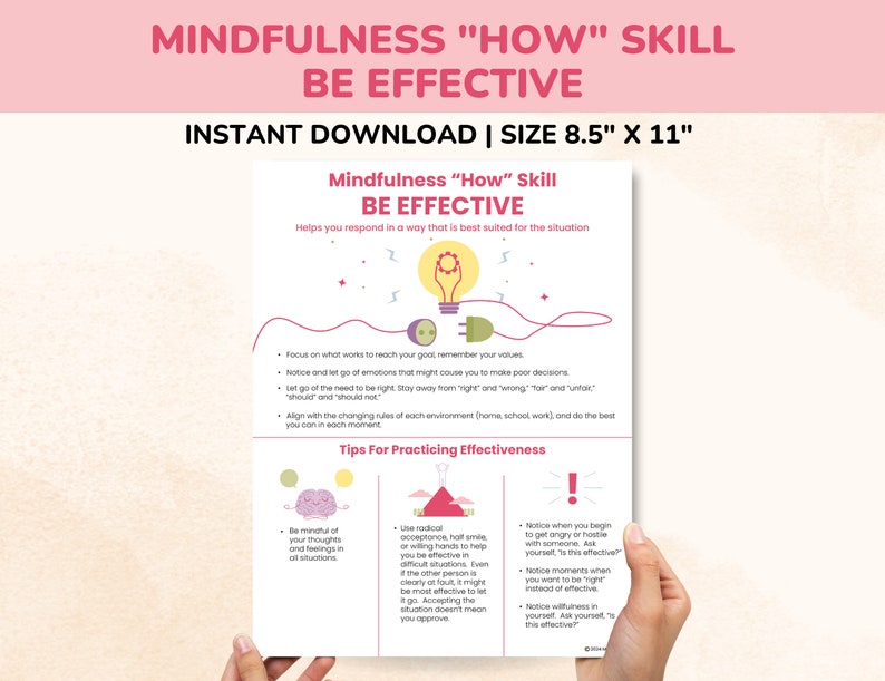 DBT Mindfulness "how" Skill EFFECTIVENESS Handout - Mindfulness Skills ...