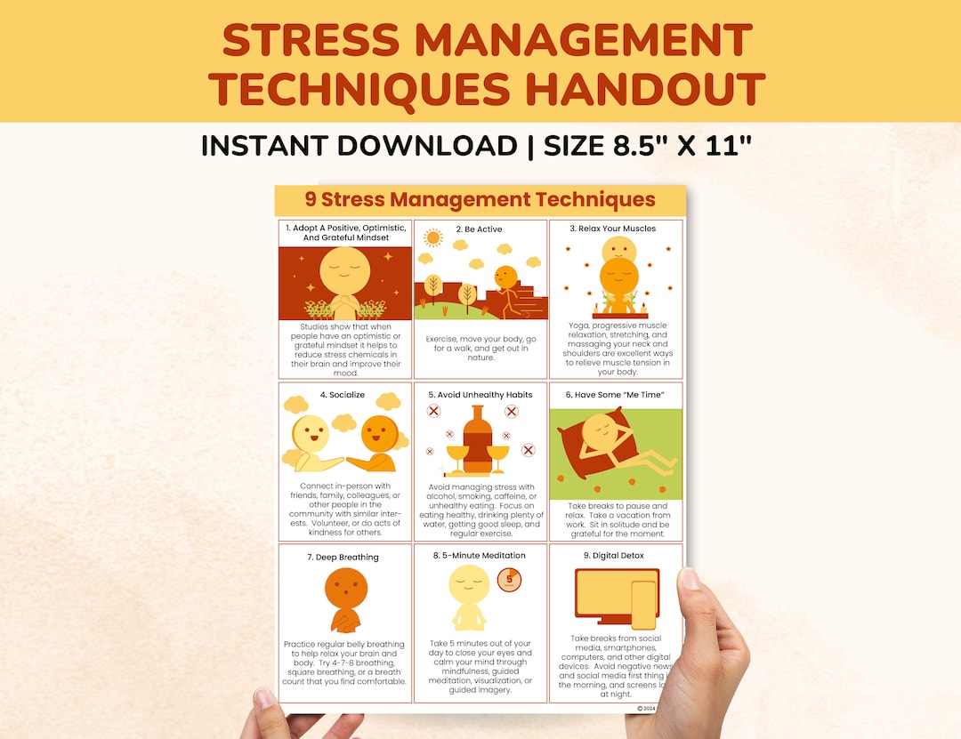 9 Stress Management Techniques Poster-stress Relief Pdf-kids-teens ...