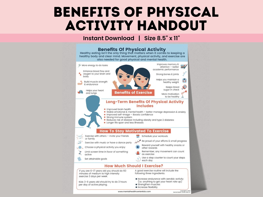 Benefits of Physical Activity Printable Therapy Handout - Etsy