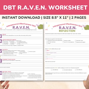 DBT RAVEN Worksheet 2-page Fillable Pdf-interpersonal Effectiveness ...