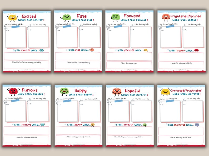 Feelings/emotions Worksheets for Kids 28 Pg Identifying - Etsy