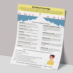 Courage Character Education for Kids Teens, Therapy Worksheets ...