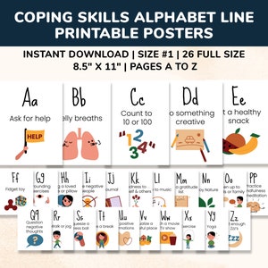 Coping Skills Alphabet Line Printable Posters for Classroom, Children's ...
