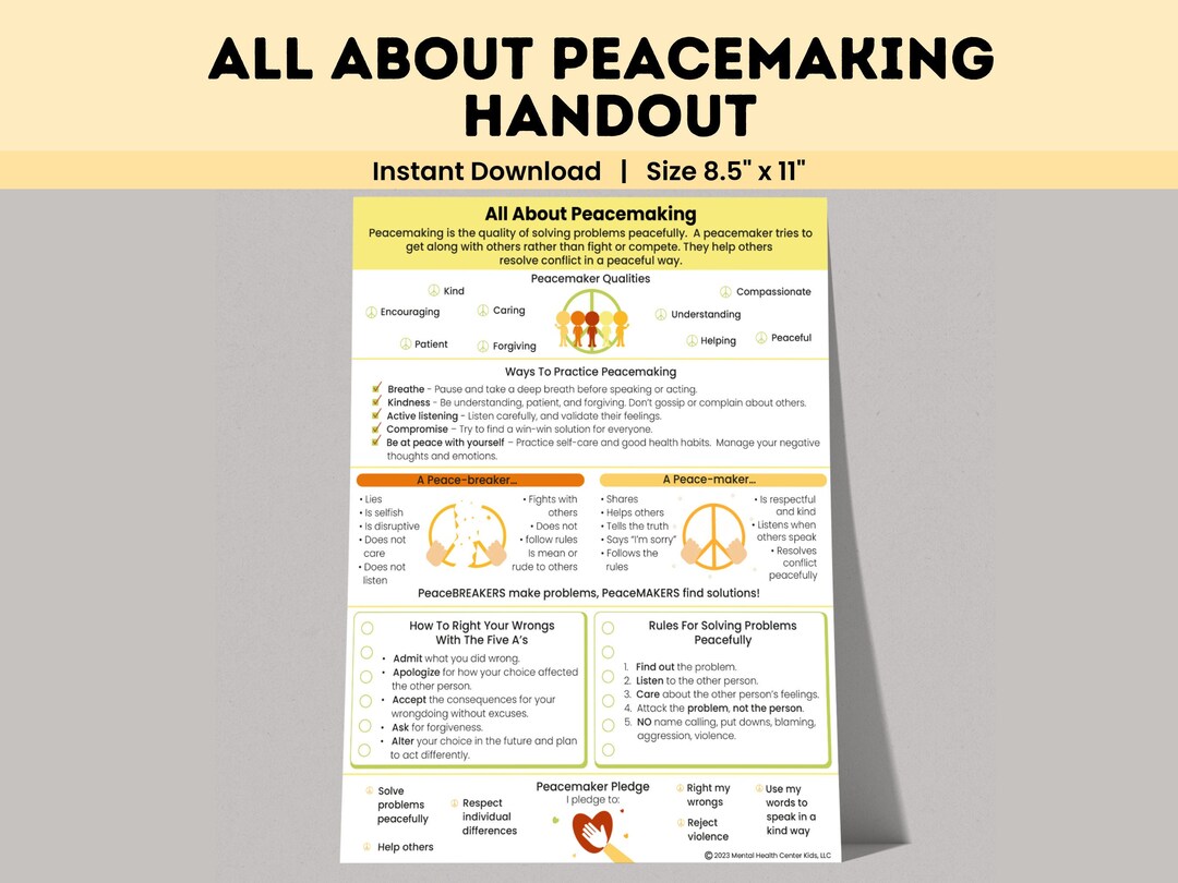 Peacemaking Poster for Kids Teens-character Education - Etsy