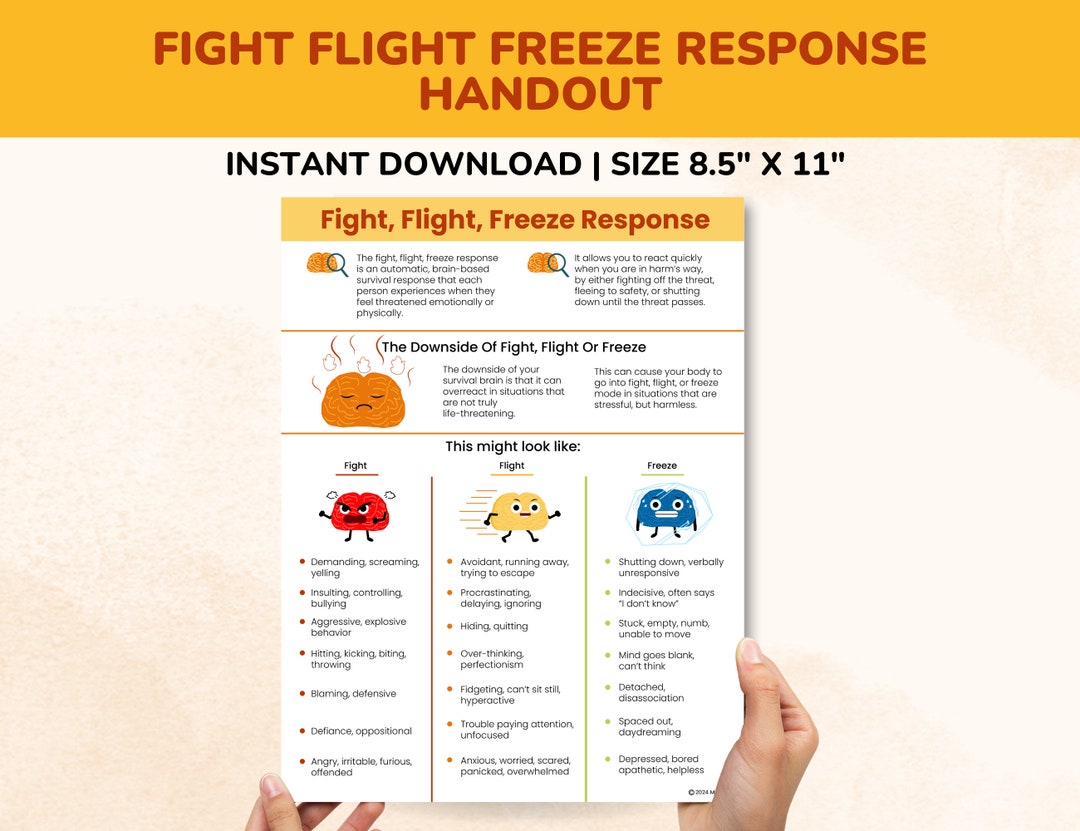 Fight Flight Freeze Response Examples Therapy Handout - Etsy