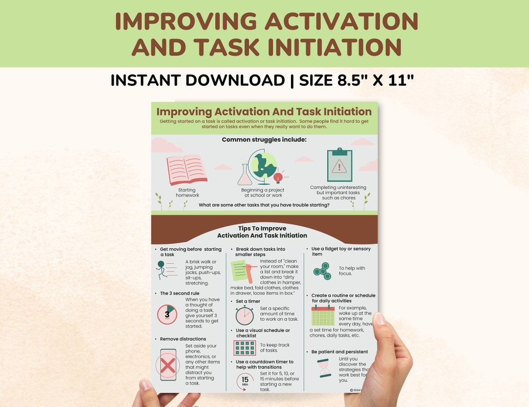 ADHD Improving Activation and Task Initiation Handout-executive ...