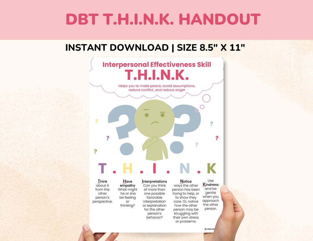 DBT THINK Skill Handout - Interpersonal Effectiveness Skills PDF - Etsy