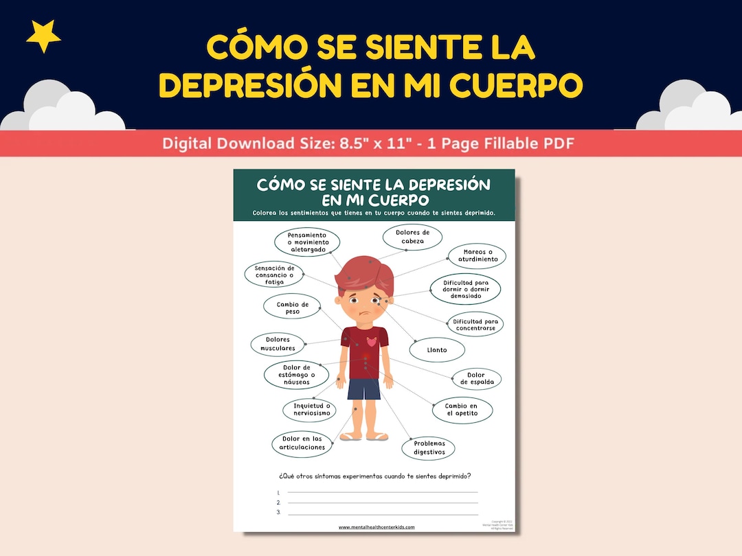 Spanish Depression Worksheet for Kids-teens - Cómo Se Siente La ...