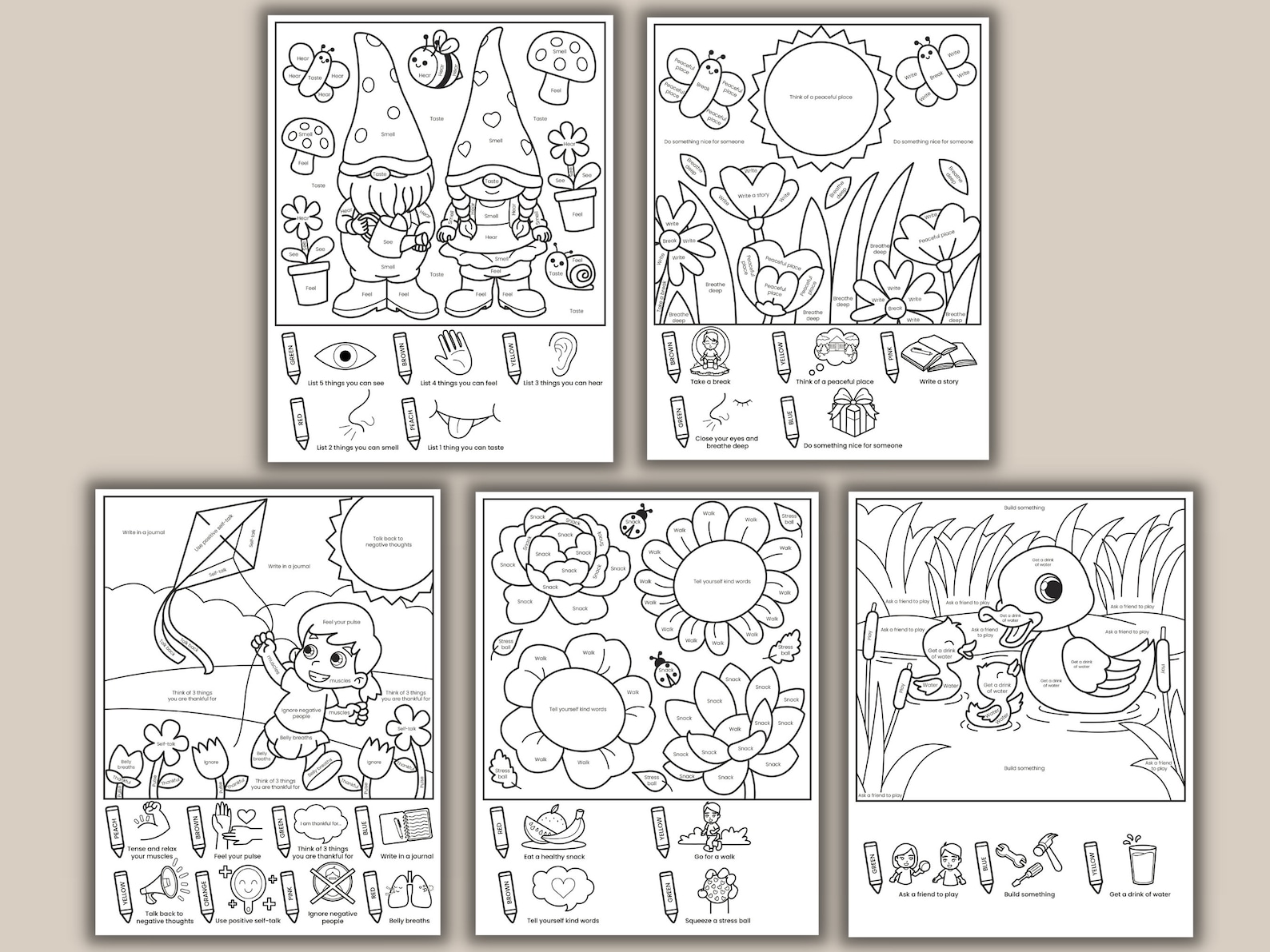 Spring Coloring Pages for Kids-color by Coping Skills Coloring | Etsy