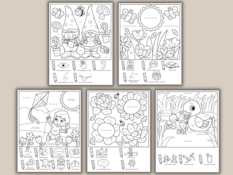 Spring Coloring Pages for Kids-color by Coping Skills Coloring | Etsy