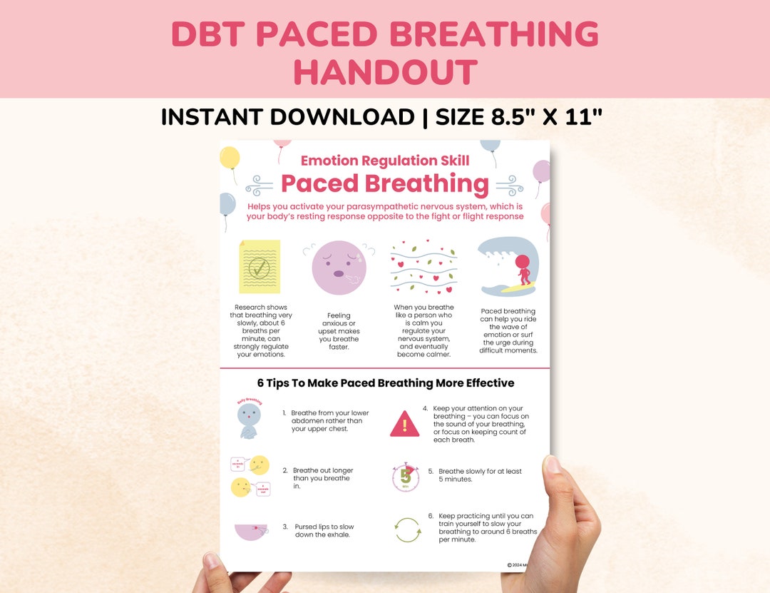 DBT Paced Breathing Exercise Handout - Emotion Regulation Skills PDF - Etsy