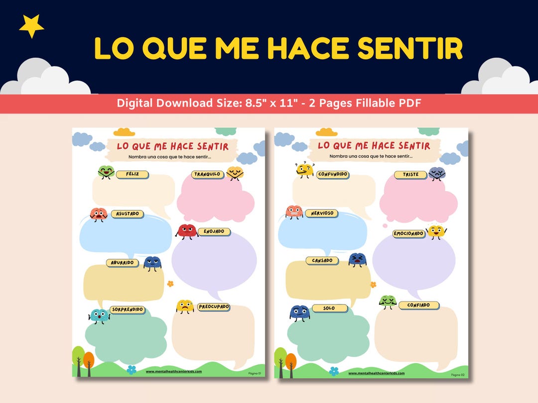 Spanish Feelings/emotions Worksheet for Kids-teens - Lo Que Me Hace ...